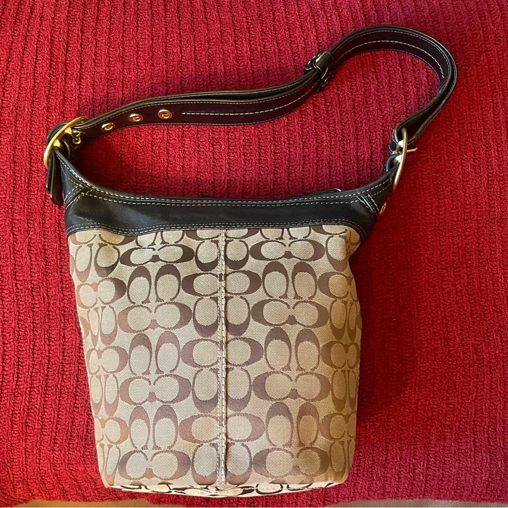 Coach Zipper Bucket Bag Brown Signature Jacquard And … - Gem